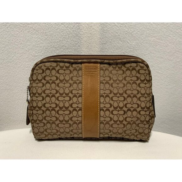 Coach | Bags | Coach Signature Canvas Leather Travel Toiletry Dopp ...